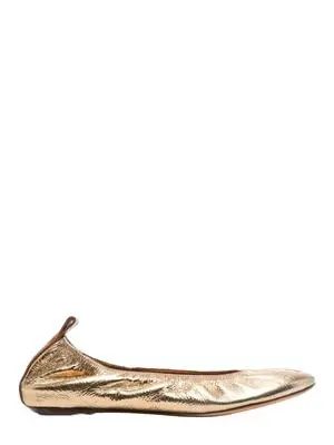 LANVIN Ruched Detail Metallic Ballerina Flats - Nude
