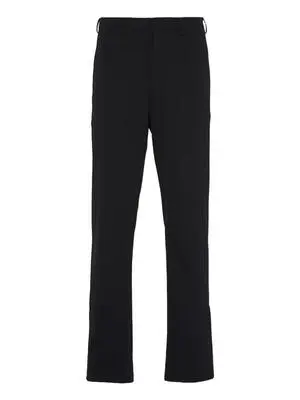 Prada Cropped Tailored Trousers With Logo Plaque - Black