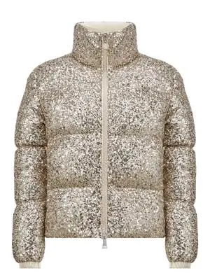Moncler Sequined Zip-up Puffer Jacket - Gold