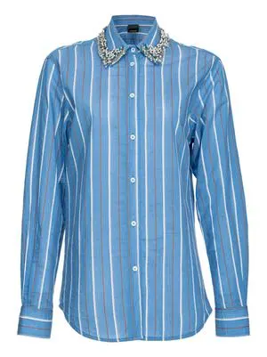 PINKO Pinko Striped Shirt With Embellished Collar