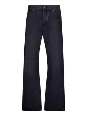 Off-White Logo Patch Straight Leg Jeans - Black