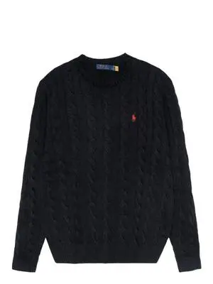Polo Ralph Lauren Polo Ralph Lauren Logo Embroidered Cable-Knit Jumper Black