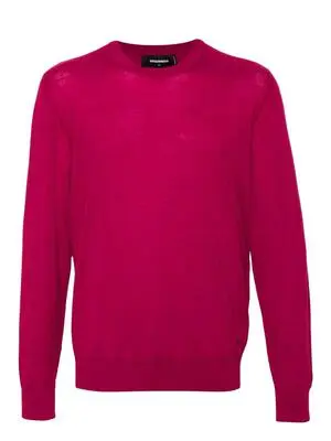 Dsquared2 Crew Neck Logo Long Sleeve Sweater - Red