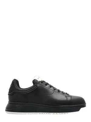 Emporio Armani Round Toe Lace-up Sneakers - Black