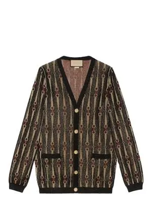 GUCCI Gucci Horsebit Jacquard V-Neck Cardigan