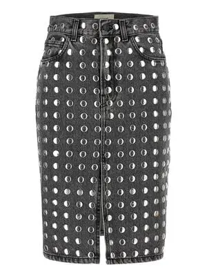 HAIKURE Studded High-waist Denim Skirt - Medium Grey