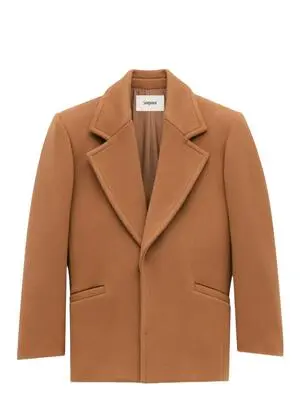 Saint Laurent Single-breasted Coat With Notched Lapel - Camel