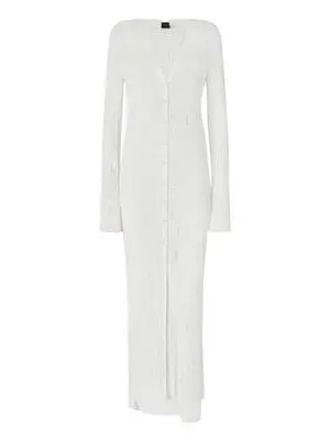 Pinko Distressed V-neck Knitted Jumper - White