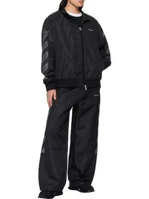 Off-White Logo Detailed Wide Leg Pants - Black