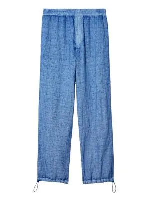Burberry Ekd Motif Straight-leg Trousers - Blue