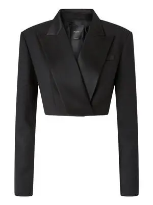 Pinko Cropped Blazer With Notched Lapel - Black