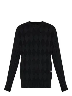 Balmain Diamond Pattern Knit Sweater - Black