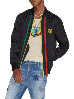 Dsquared2 Bomber Jacket With Contrasting Zippers And Logo Detail - Black