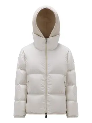 Moncler Short Down Jacket With Removable Hood - White