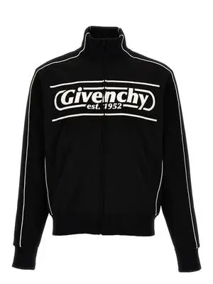 Givenchy Zipper Sweater With Vertical Collar And Logo - Black