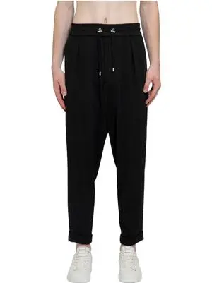 Balmain Cropped Drawstring Trousers - Black