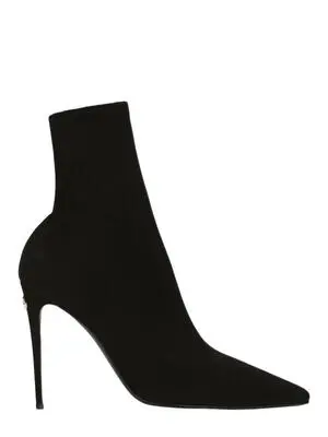 Dolce & Gabbana Logo Plaque Pointed-toe Ankle Boots - Black
