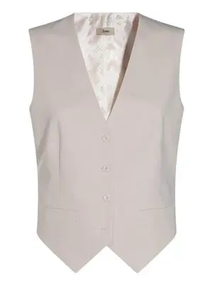 Herno Logo Jacquard V-neck Waistcoat - Light Beige