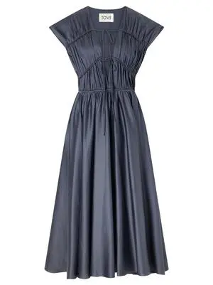 Tove Ceres Gathered Midi Dress - Black