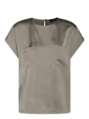 Fabiana Filippi Crewneck Satin Top With Pocket Detail - Gray