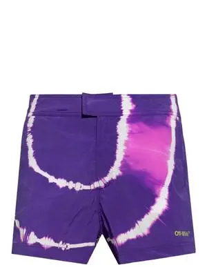 Off-White Tie-dye Printed Swimming Shorts - Blue