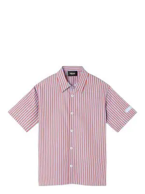 Versace Striped Cotton-poplin Short-sleeve Shirt - Light Blue/red