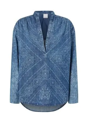 Pinko Bandana Print Long-sleeve Denim Top - Blue