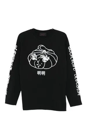 Simone Rocha Printed Long-sleeved T-shirt - Black