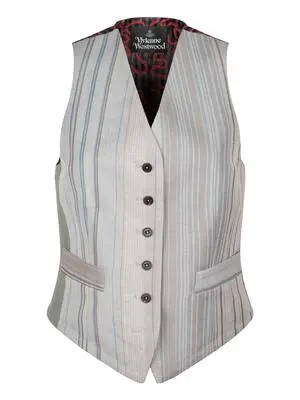 VIVIENNE WESTWOOD Striped Single-breasted Waistcoat - Gray