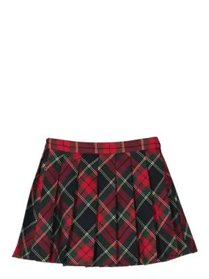 IL GUFO Tartan Check Pleated Skirt - Black