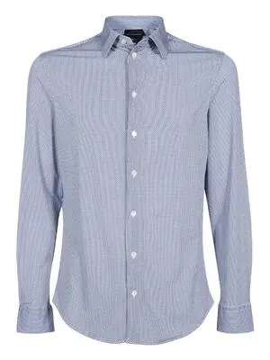 Emporio Armani Micro-pattern Long-sleeve Shirt - Blue
