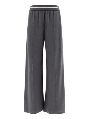 Brunello Cucinelli High-waist Pleated Trousers With Elasticated Waistband - Grey