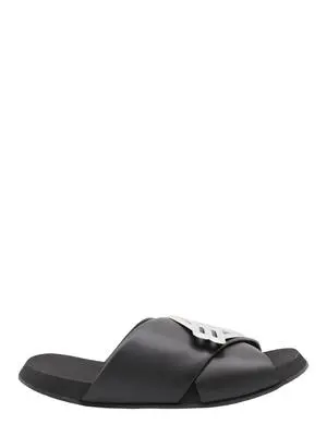 Balenciaga Logo Plaque Slip-on Slides - Black