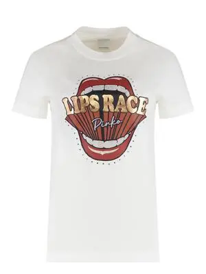 Pinko Lips Race Graphic Print T-shirt - White