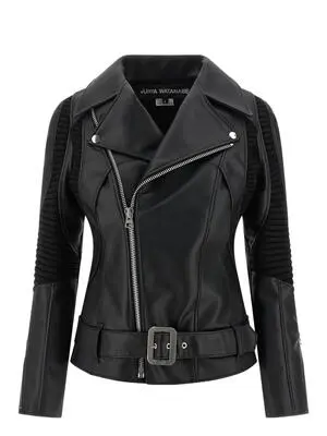 Junya Watanabe Paneled Leather Zip-up Jacket - Black
