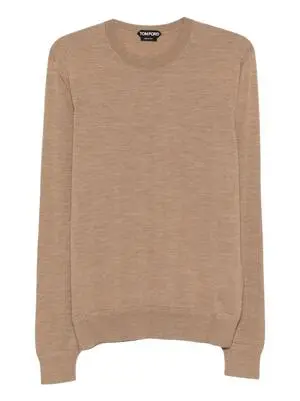 TOM FORD Crew Neck Wool Sweater - Nude