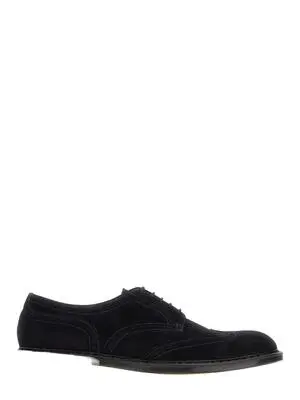 DOUCAL'S Suede Brogue Detail Oxford Shoes - Black