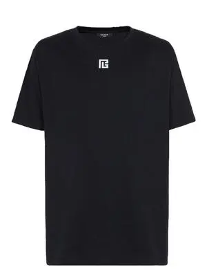 Balmain Oversized T-shirt In Eco-responsible Cotton With Reflective Maxi Logo Print - Black