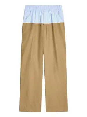 Dries Van Noten Contrast Waist Pinstriped Trousers - Camel