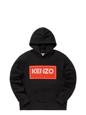 Kenzo Logo Patch Long-sleeved Hoodie - Black