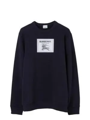 Burberry Crewneck Logo Patch Sweatshirt - Black