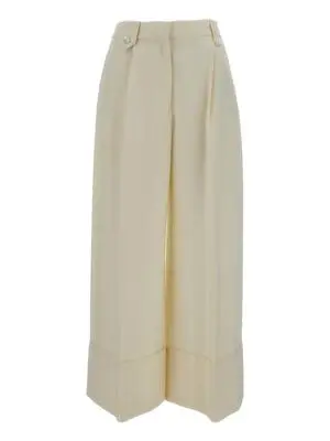 Simone Rocha Wide-leg Cropped Trousers With Pearl Detailing - Nude