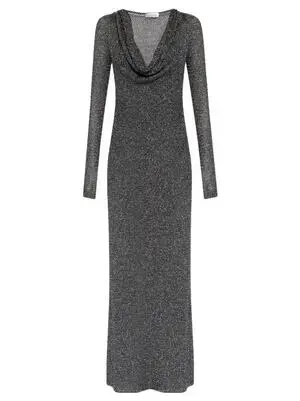 Blumarine Long-sleeve Draped Maxi Dress - Black