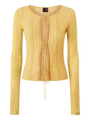 Pinko Ribbed Front Tie Jumper - Rattan Yellow