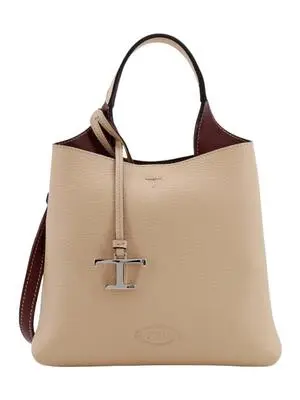 TOD'S Timeless Logo Plaque Tote Bag - Nude