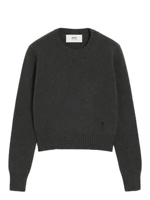 AMI Paris Ami Paris Ami De Coeur Embroidered Sweater Anthracite