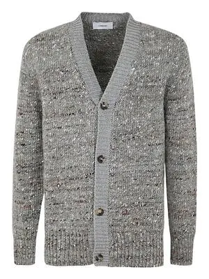 LARDINI Lardini Mélange Button-Up Cardigan With Ribbed Trim Gray