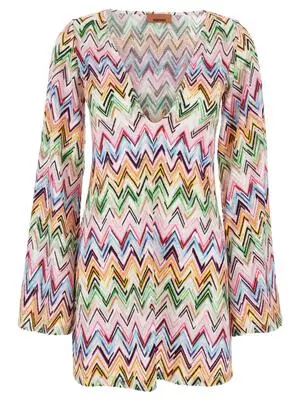 Missoni Long Sleeve All Over Zigzag Dress - Multicolor