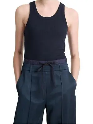 Vince Ribbed Tank Top - Coastal Blue
