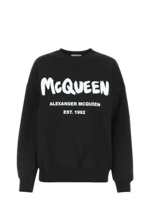 Alexander McQueen Graffiti Print Long Sleeve Sweatshirt - Black